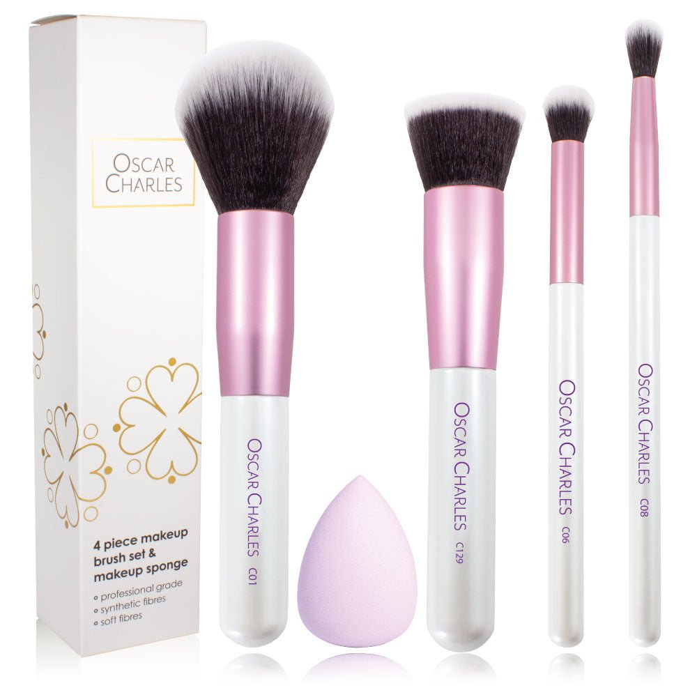 Essential Makeup Brush Set with Makeup Sponge - Pink – Oscar Charles